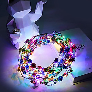 20 Pcs LED Flower Crowns - Costume Accessories -Light up Crown Headband -Light up Headbands -Light up Head Piece -Lighted Headbands for Women -Light up Crown for Girls -Party -Light up Head Band