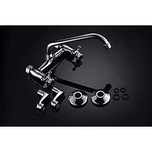 Sumerain Wall Mount Kitchen Faucets, 2 Cross Handles Chrome Finish,3" to 9" Adjustable Spread