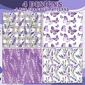 AnyDesign 12 Sheet Floral Wrapping Paper Purple Lavender Butterfly Gift Wrap Paper Folded Flat Floral Art Paper for Wedding Birthday Baby Shower Party Gift Packing DIY Craft, 19.7 x 27.6 Inch