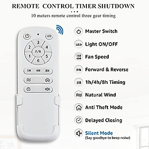 EKIZNSN 52 Inch Outdoor Ceiling Fans for Patios with Light and Remote Control, DC Motor, 3 Reversible Walnut Wood Blades