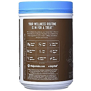 Vital Protein Collagen Peptides, Pasture Raised, Grass Fed, Paleo Friendly, Gluten / Zero Sugar Dairy Free, Chocolate, 32.56 Oz