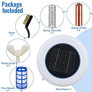 Solar Pool Ionizer Pool Purifier with 1 Replacement Copper Anode Less Chlorine Kill Algae Keeps Water Clear Pool Cleaning Clarifier Longer Lasting Anode High Gallons