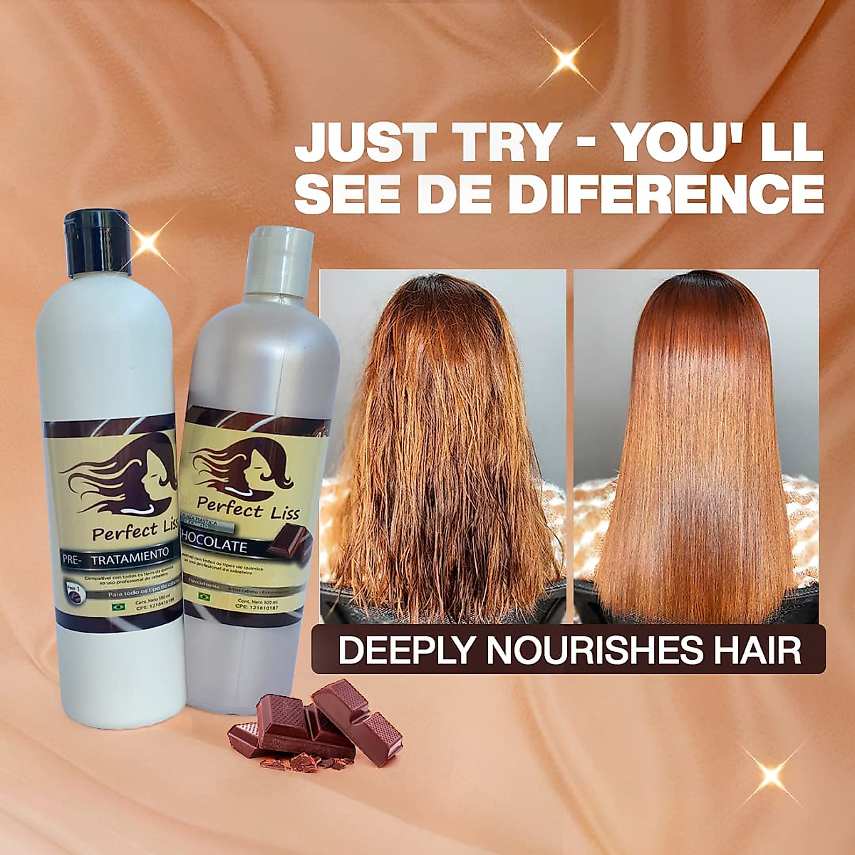 Perfect Liss Keratin Hair Treatment - Repair Nourishment for Curly, Unruly Hair - Vitamin Straightening and Smoothing Beauty KIT 16 fl oz