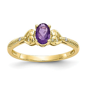 Sonia Jewels Size - 4-10k Yellow Gold Purple Simulated Amethyst Diamond Engagement Wedding Ring (.01 cttw.) (2mm)