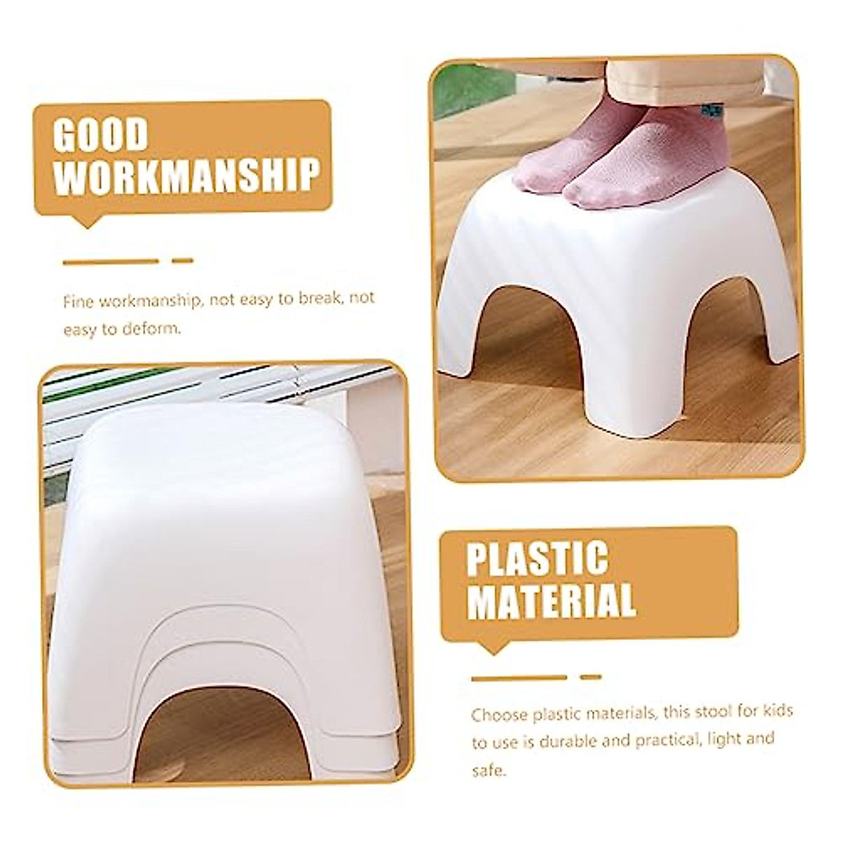 Collapsible Foot Stool Plastic Stool Step Stool Foldable Step Stool for Kids Step Stool Stool Small Stool Shoe Changing Stool Cartoon White Adult Step Stool