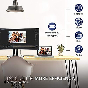 ViewSonic VP3481a 34-Inch WQHD+ Curved Ultrawide USB C Monitor with FreeSync, 100Hz, ColorPro 100% sRGB Rec 709, 14-bit 3D LUT, Eye Care, 90W USB C, HDMI, DisplayPort for Home and Office,Black