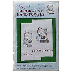 Jack Dempsey Stamped Decorative Hand Towel Pair 17"X28", Santa