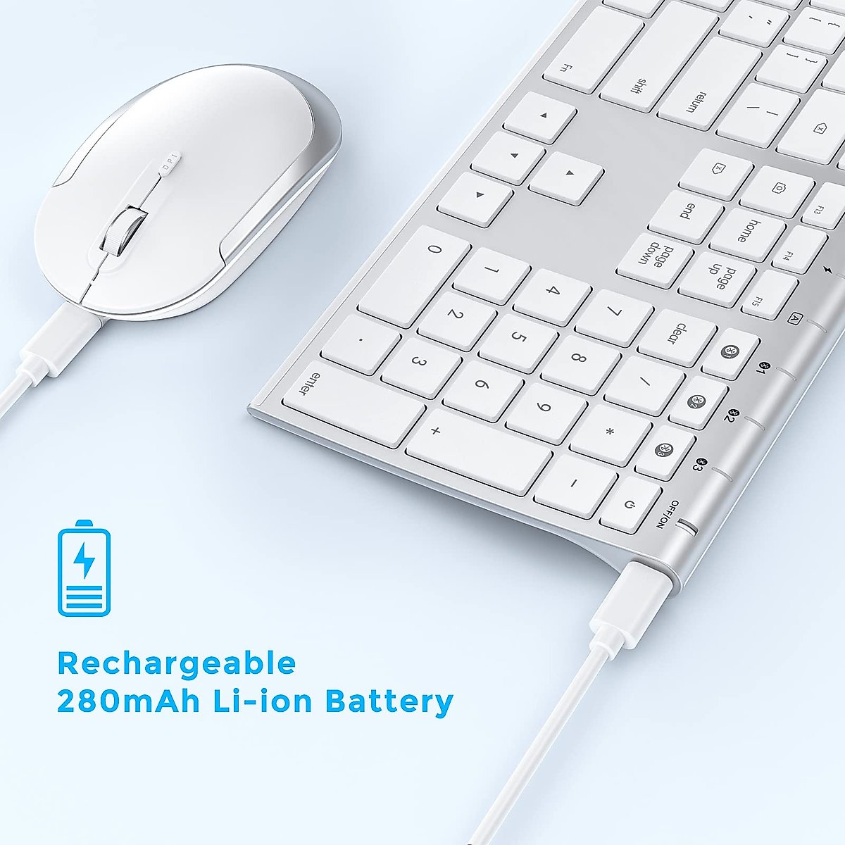Bluetooth Keyboard Mouse for Mac, Ultra Slim Wireless Keyboard Mouse Combo for Mac, Rechargeable, Multi-Device, Compatible with MacBook Pro, MacBook Air, iMac, iPad