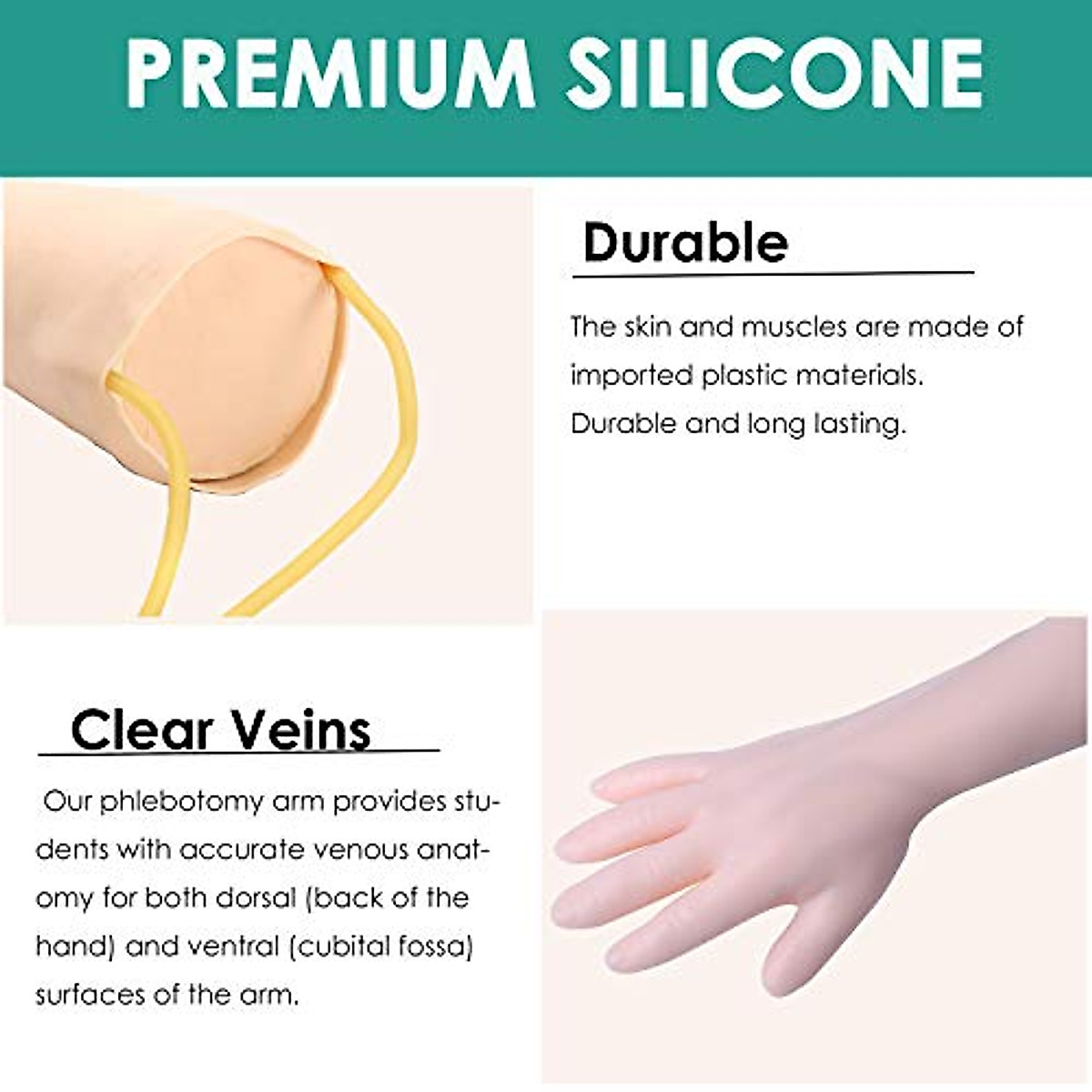 IV Practice Arm Kit, Training Pad with Phlebotomy and Venipuncture Practice Arm, for Nurse Students Practice & Training, IV Starter Kit, Medical Educational Training Teaching Model