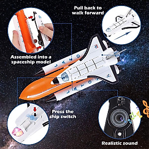 Space Shuttle Exploration Toy Playset - Kids Aerospace Space Station with Diecast Alloy Spaceshuttle, Fuel Tank, Rocket, Rovers, Airplane, Vehicles, Satellites, Astronaut Figures & Accessories