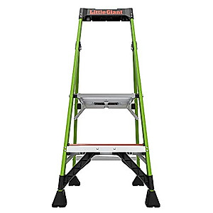 Little Giant Ladders, MightyLite, M4, 4 ft Stepladder, Ground Cue, Fiberglass, Type IAA, 375 lbs weight rating, Green, (15384-001)