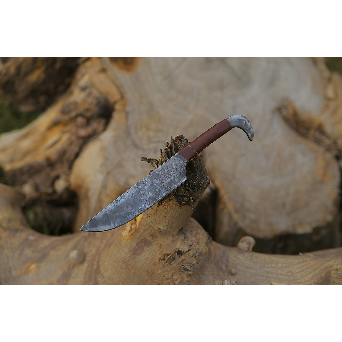 Viking Knife Custom Forged Full Tang Carbon Steel Ravens Head Hunting Camping Outdoor Knife Anniversary Birthday Xmas Gift Items