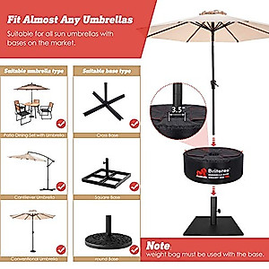 Briteree Umbrella Base Weight Bag with Double Side Slot Opening, Heavy Duty Sand Bag for Umbrella Base, 18.9" Round Sandbags Up to 100 lbs, Cantilever Patio Umbrella, Fits Any Offset