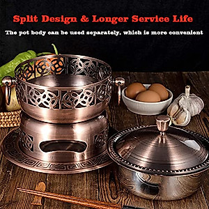 Shabu-Shabu Chinese Hot Pot - Chafing Dish Buffet Stainless Steel Food Warmer - Soup Pot Cookware with Alcohol Lamp - Great for Entertaining Restaurant (Color : Copper)