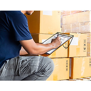 Better Office Products Shop Ticket Holders with Hanging Strap, 9 x 12 Inches, Both Sides Clear, Stitched Black Heavy Duty Canvas Edge Trim, 15 Pack