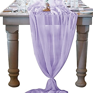 Socomi 10ft Lavender Chiffon Table Runner 29x120 Inches Wedding Runner Sheer Thanksgiving Christmas Bridal Shower Decorations