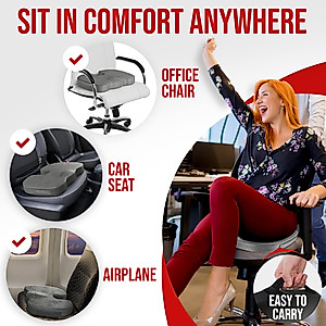 FORTEM Chair Seat Cushion (Velour, Grey) + Lumbar Support