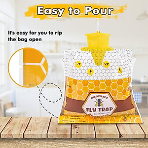 Fly Traps Outdoor Fly Trap Hanging, 6 Natural Pre-Baited Fly Bags Outdoor Disposable, Fly Hunter Catchers Control Killer Repellent Outdoors, Stable Horse Farm Barn Ranch Fly Trap for Mosquito Bug