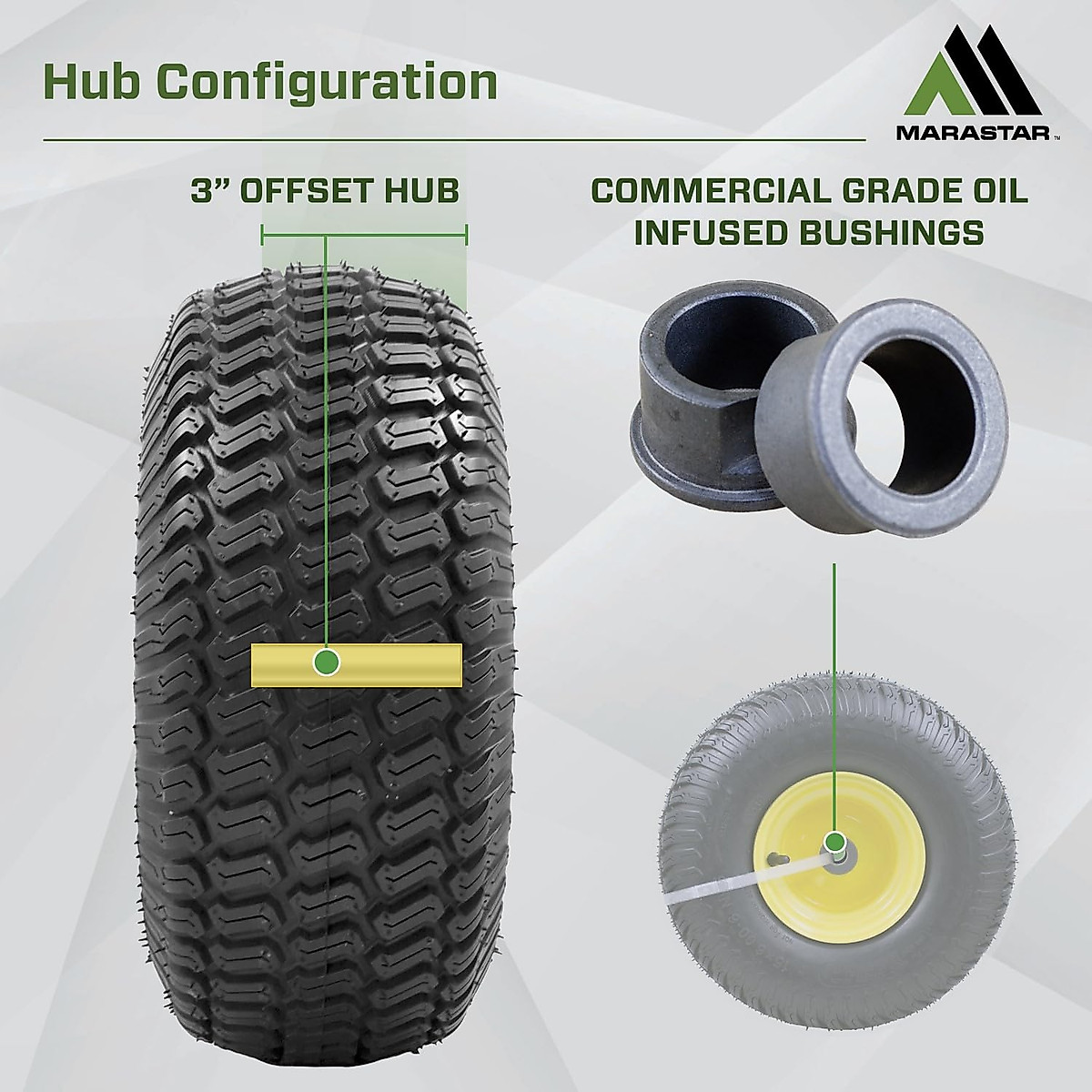 MARASTAR 21425 15x6.00-6 Tire and Wheel Assembly, Replacement Riding Lawn Mower Front Tires Compatible with 100 and 300 Series John Deere Riding Mowers, 2 pack