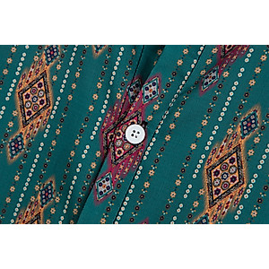 CONGJI Mens Casual Button Down Shirts Hawaiian Shirts Short Sleeve Button Down Beach Shirts (Green, L)