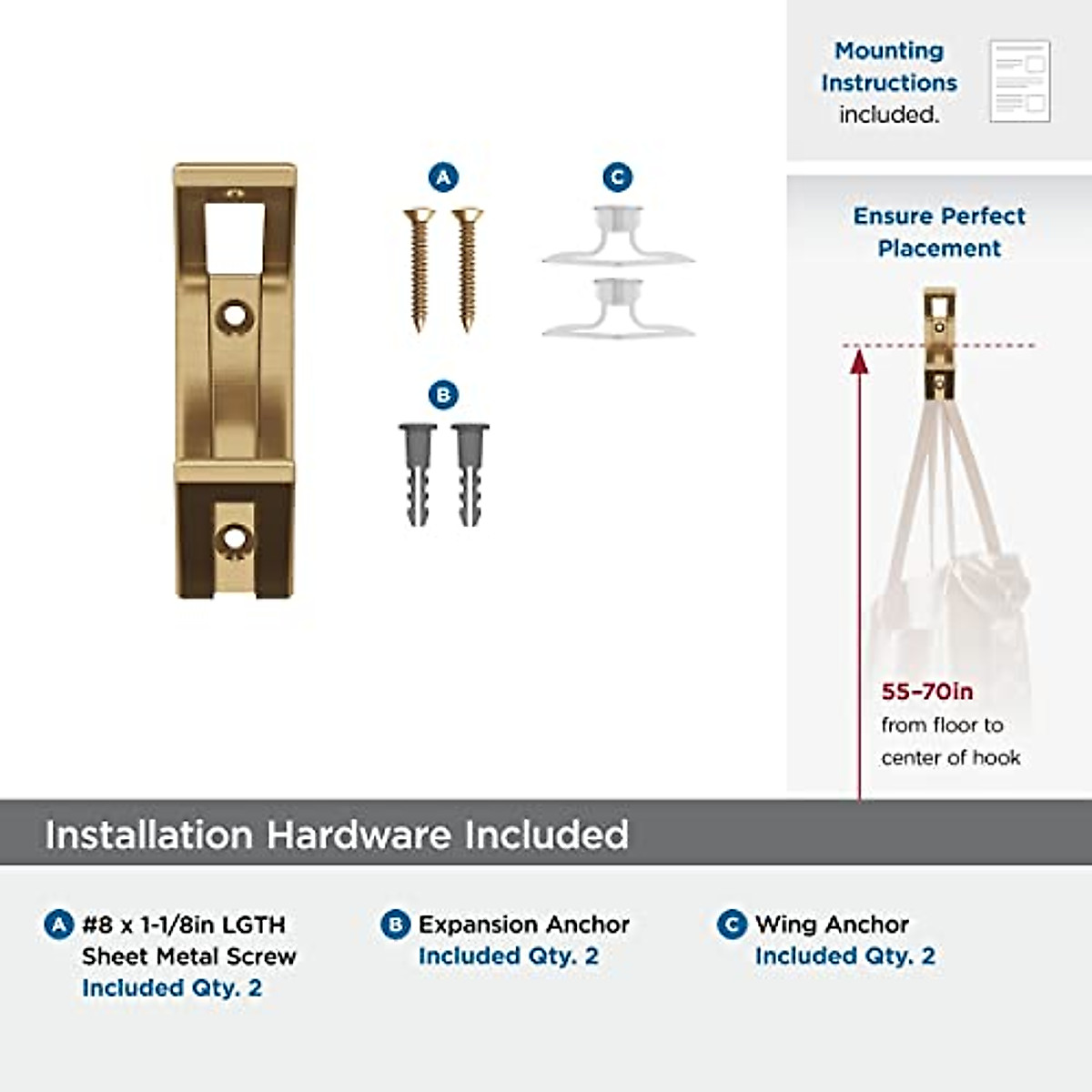 Amerock H37010CZ | Avid Double Prong Decorative Wall Hook | Champagne Bronze Hook for Coats, Hats, Backpacks, Bags | Hooks for Bathroom, Bedroom, Closet, Entryway, Laundry Room, Office