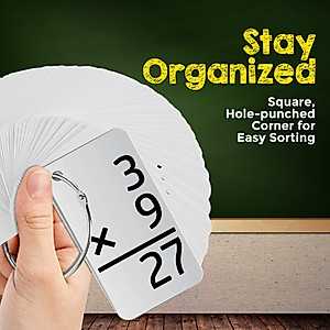 Star Right Math Flash Cards - Multiplication Flash Cards - 169 Hole Punched Math Game Flash Cards - 2 Binder Rings - Multiplication Flashcards, Multiplication Cards, Times Table Flash Cards - Ages 8+