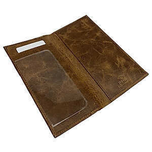 Genuine Leather Checkbook Cover For Men & Women Checkbook Holder Wallet RFID Blocking USA Series (Tan)