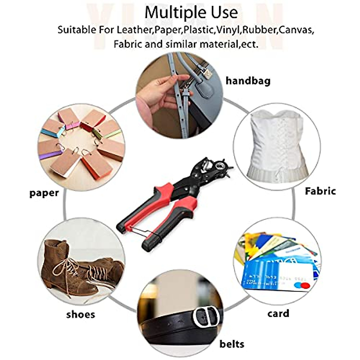 Leather Hole Punch Tool Set, Belt Hole Puncher Kit, Professional Puncher for Belt, Saddle, Dog Collars, Watch Strap, Shoe, Fabric, Paper, Craft Projects, Easily Punches Perfect Round Holes