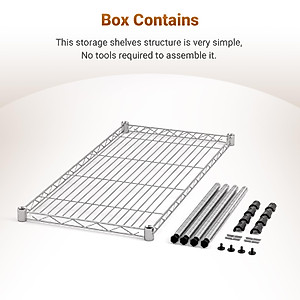 HealSmart 1-Tier Shelving Unit, 29.92" W x 13.78" D x 14.96" H Steel Organizer Wire Rack, Chrome