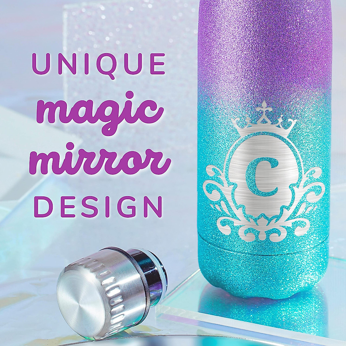 Personalized Water Bottles for Girls, Girly Gifts for Teens, Tweens, Women on Birthday, Christmas, Cute Insulated Bottles With No Straw for School, S