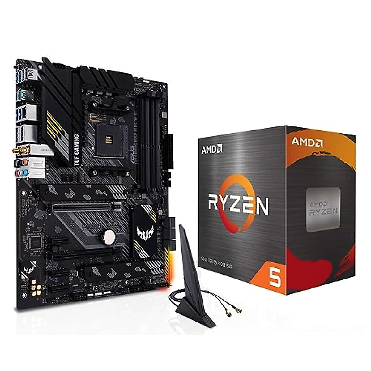 Micro Center AMD Ryzen 5 5600X Processor 6-core Bundle ASUS TUF Gaming B550-PLUS WiFi AM4 ATX Motherboard and PowerSpec 650W 80+ Gold Fully Modular PSU