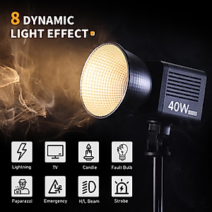Ulanzi LT028 40W LED Video Light, Portable Continuous Output Lighting, 2500K-6000K Bi-Color Temperature COB Light w 3400mAh Built-in Battery for YouTube Video Recording Photography