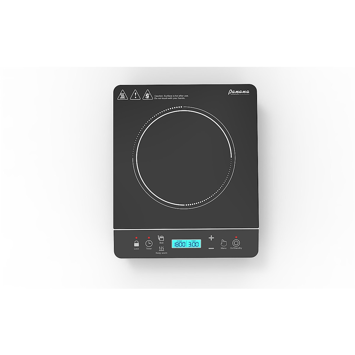 Panana Portable Induction Cooktop, 1800 Watts Induction Burner with LCD Sensor Touch, Induction Hot Plate with Safety Shutoff Function for Cooking, Single (BLUE LCD Dispaly - Silver)