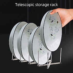 woshida 2-Pack Plate Drying Rack, Retractable Plate Drying Rack, Multi-Purpose Plates, Cups, Pots, Pots and Lids Storage Rack Organizer for Kitchen Counter Cabinet Drawers