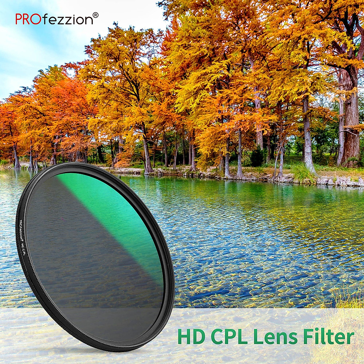 PROfezzion 58mm Circular Polarizer Filter for Canon EOS Rebel T7 T6 T8i T7i T6i T6s SL3 with EF-S 18-55mm Kit Lens, Ultra Slim Multi-Coated Circular Polarizing Filter 12 Layers CPL Camera Lens Filter