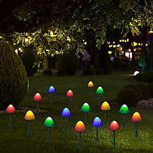 Remagr 4 Set 48 LED Mushroom Solar Lights 50 ft Mini Shaped Pathway Landscape Modes Powered Night Light Waterproof for Garden Patio Lawn Backyard Christmas , multiple colors