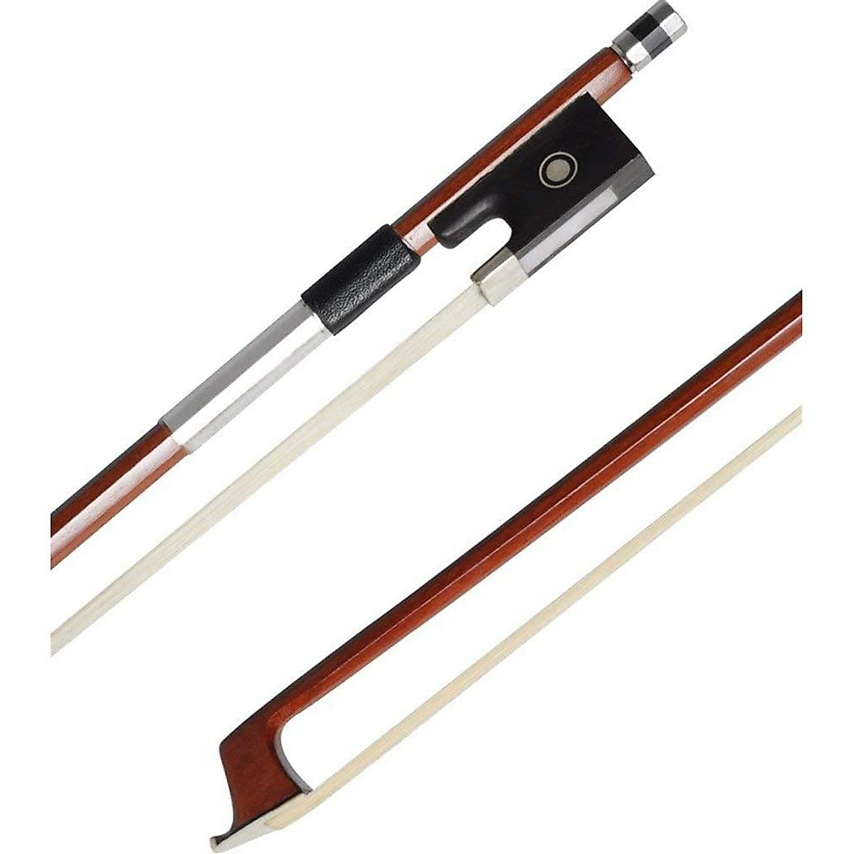 AMZZ Professional 4/4 Brazilwood Ebony Frog Violin Arbor White Horsehair Violin Bow (4/4 Brazilwood)