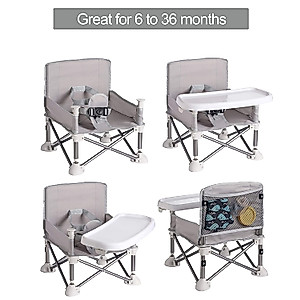 PandaEar Portable Baby Seat Travel & 3 Pack Waterproof Silicone Baby Bibs