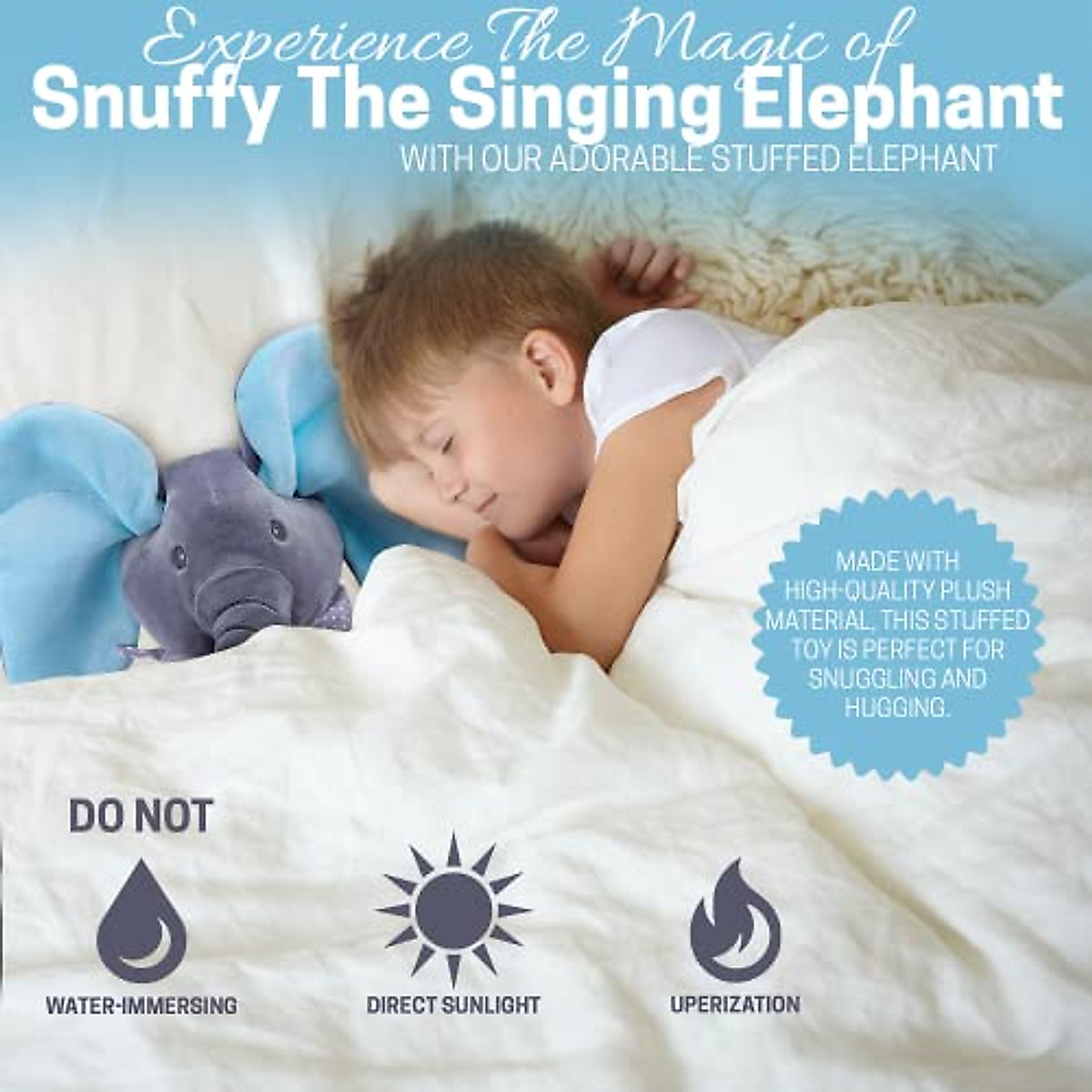 13MARCH Snuffy The Elephant - Musical Peek-a-Boo Elephant Toy - Interactive Stuffed Baby Animal with Moving Ears for Baby - Hide and Seek Fun - Elephant Plush Baby Toy