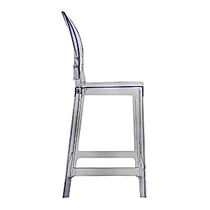 2xhome Transparent Modern Mid Century Armless With Back Ghost Counter Height Bar Stool Chair 25",