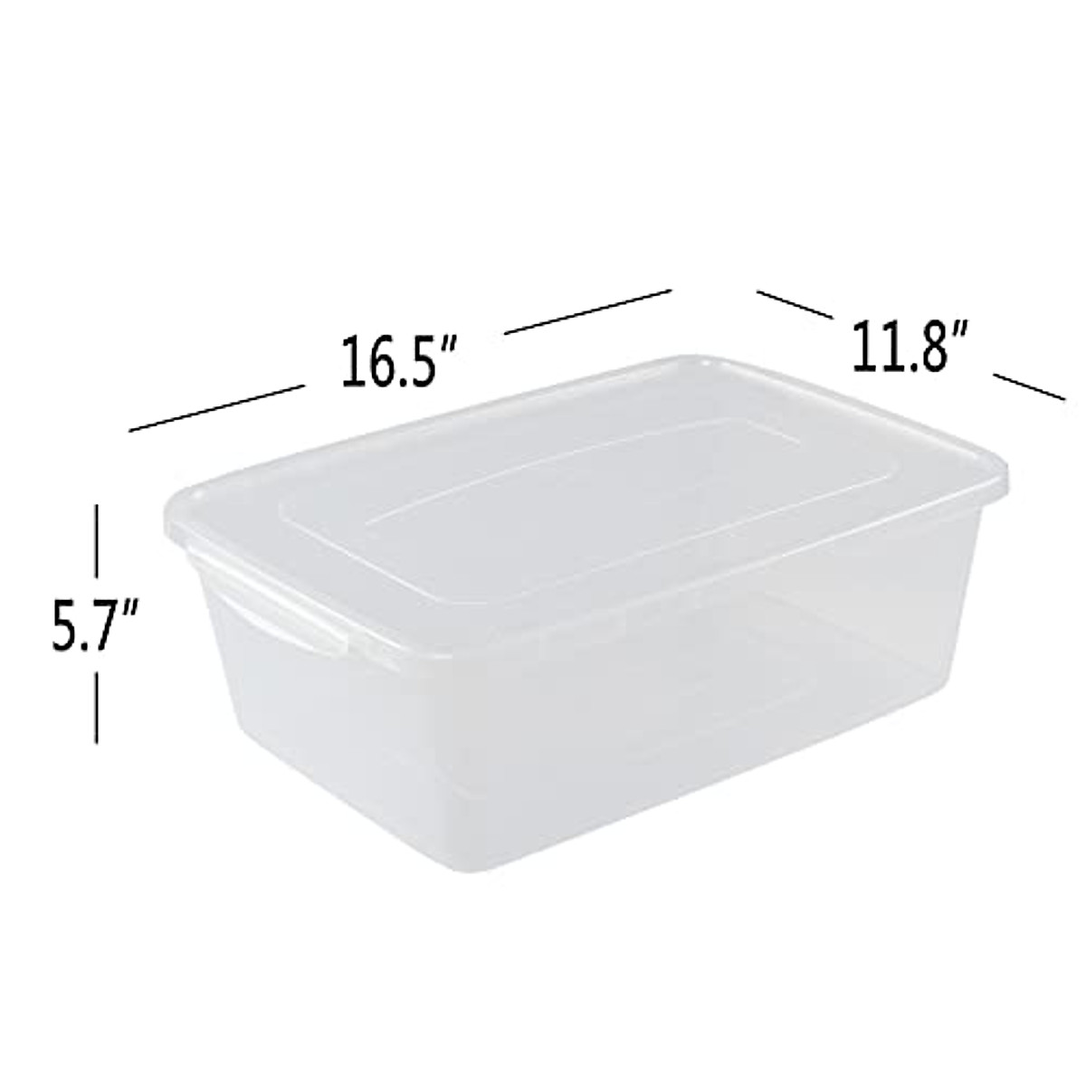 Bblina Clear Storage Bins, Plastic Latch Boxes set of 2, 16 Quarts