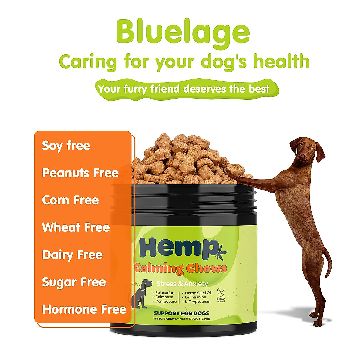 Hemp Calming Chews for Dogs Anxiety Separation Anxiety Relief for Dogs Calming Treats Pet Calming Care Chews for Dogs Stress and Anti Anxiety Relief, Beef, 120 Count