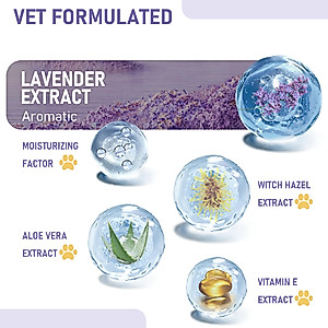 Pet Cleaning Glove Bathing Wipes for Dogs and Cats, Hypoallergenic Deodorizing No-Rinse Grooming Wipes for Paws, Body, and Butt, Perfect for Cat Dry Cleaning, Daily Care and Travel, Lavender, 8 Pcs