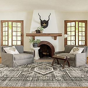 Rugs USA x Lauren Liess Sagebrush Geometric Machine Washable Area Rug, 8' x 10', Grey