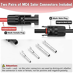 PRECIHW Solar Panel Extension Cable, 10AWG (6mm²) Solar Extension Cable Wire (10FT Red + 10FT Black), PV Extension Cable Wire