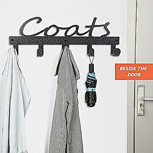 Jorohiker Coat Rack Wall Mount,Towel Rack 5-Tri-Hooks Heavy Duty Coat Hanger Rail Wall Hooks for Hanging Coats Hats Clothes Purse Mudroom Entryway, Black