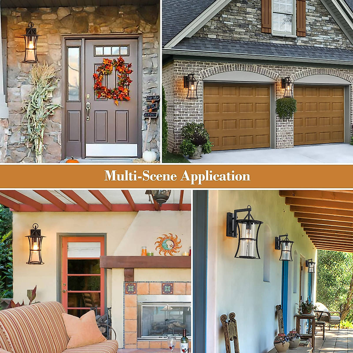 tewei Outdoor Wall Light Fixtures Wall Mount Porch Light with E26 Base Socket IP65 Waterproof Clear Seed Glass Exterior Sconces Lantern lamp for Porch Patio Garage 2 Pack