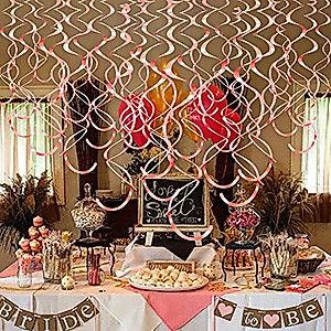 Konsait Rose Gold Foil Hanging Swirls Decorations (30 Counts) Rose Gold Star Table Confetti(15g) for Wedding Bridal Shower Engagement Birthday Party Favor Supplies Decoration Home Table Decor