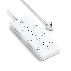 Anker Power Strip Surge Protector (2 × 4000 Joules), PowerExtend Strip 12 Outlets with Flat Plug, 1875W Output, 6ft Extension Cord, Dual Surge Protection for Office, Home