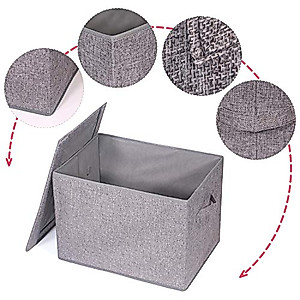TENABORT 2 Pack Large Foldable Storage Box with Lids [16.5x11.8x11.8] Fabric Storage Cube Organizer Cloth Containers Linen Bins Baskets for Closet Clothes Clothing Bed Room